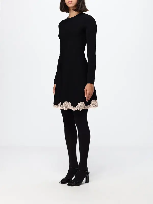 Valentino Garavani Crêpe Sheath Mini Dress With Lace Inserts