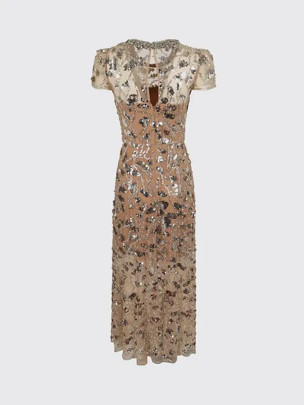 SELF-PORTRAIT Slim Fit Sequin-embroidered Midi Evening Dress