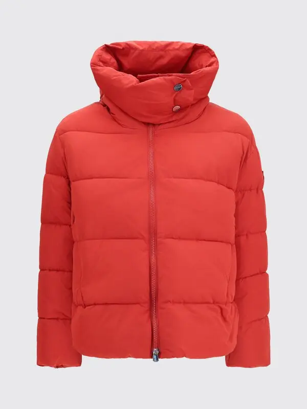 Pinko Giza Quilted Nylon Short Puffer Jacket With High Neck And Love Birds Logo - Red