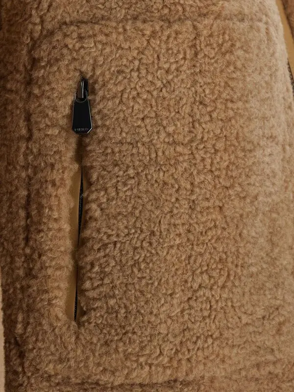 Pinko Faux Fur Jacket With Contrast Trims And Zip Closure