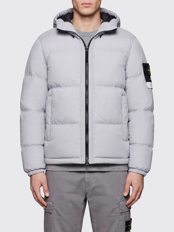 Stone Island Padded Ripstop Nylon Down Jacket With Removable Hood - Grey