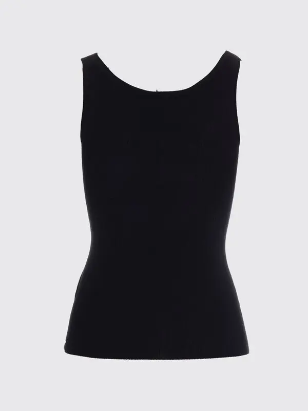 Elisabetta Franchi Slim Fit Wool Knit Top With Embroidered Logo - Black