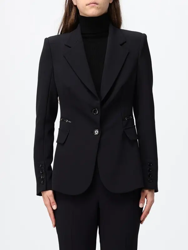 Elisabetta Franchi Cropped Single-breasted Blazer With Peak Lapels And Slim Fit - Black