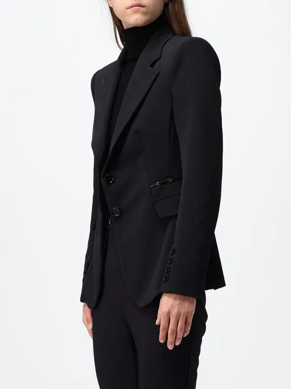 Elisabetta Franchi Cropped Single-breasted Blazer With Peak Lapels And Slim Fit - Black