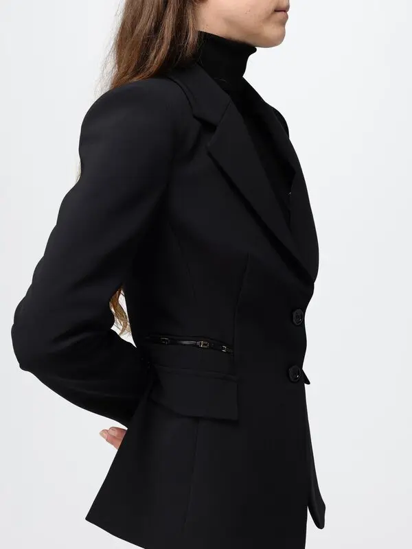 Elisabetta Franchi Cropped Single-breasted Blazer With Peak Lapels And Slim Fit - Black