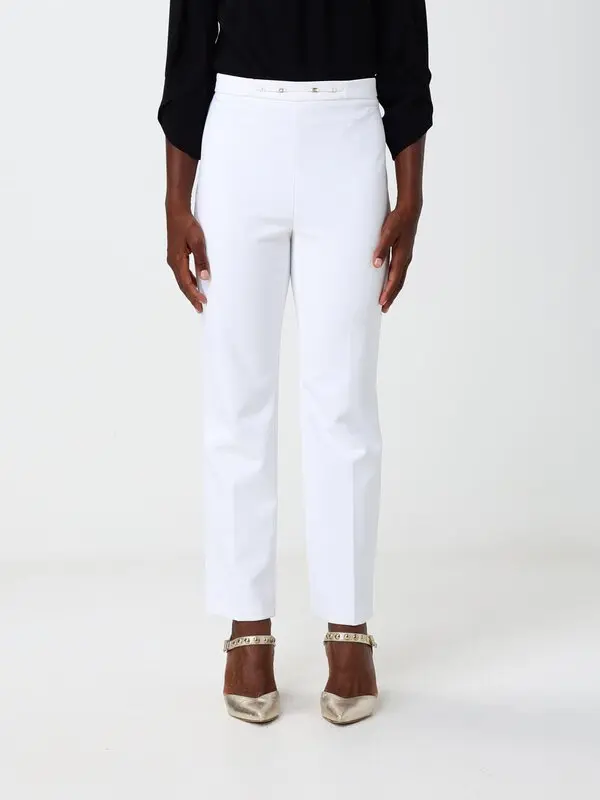 Elisabetta Franchi Slim-fit Cropped Crêpe Trousers - Ivory