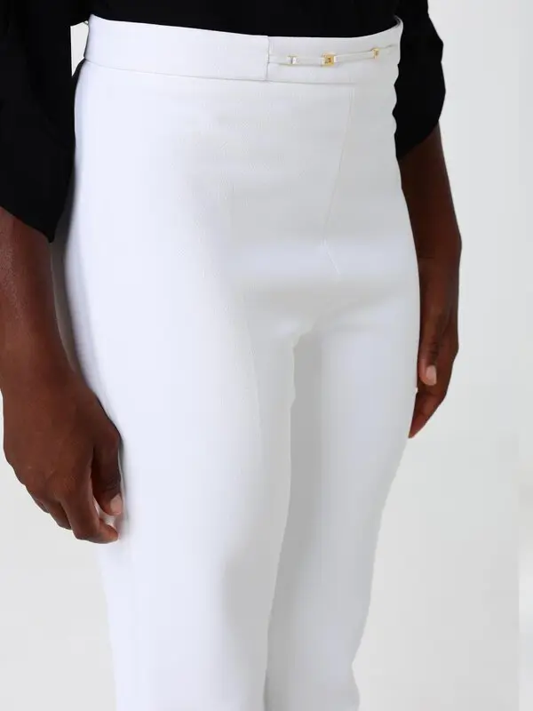 Elisabetta Franchi Slim-fit Cropped Crêpe Trousers - Ivory