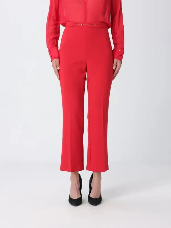 Elisabetta Franchi Slim-fit Cropped Crêpe Trousers - Red