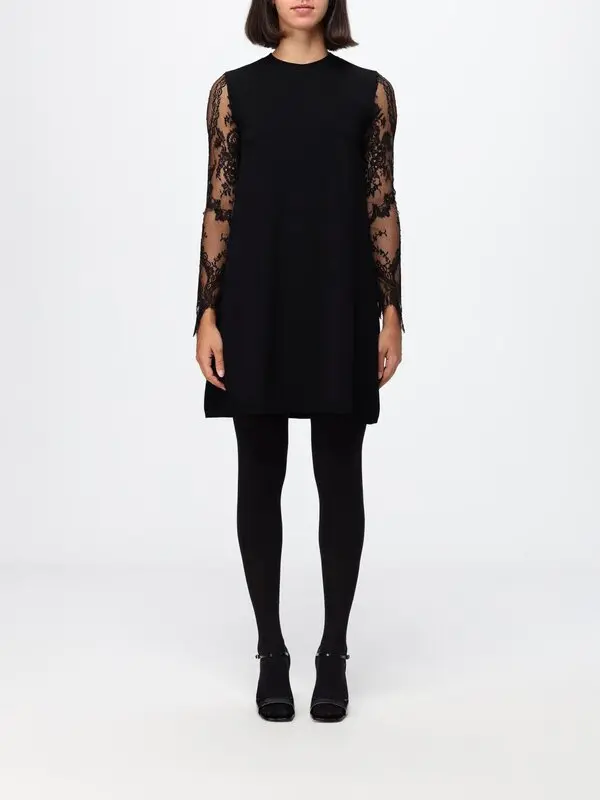 Valentino Garavani Mini Sheath Dress In Viscose Knit With Lace Details