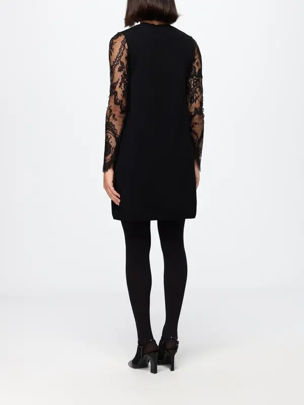Valentino Garavani Mini Sheath Dress In Viscose Knit With Lace Details