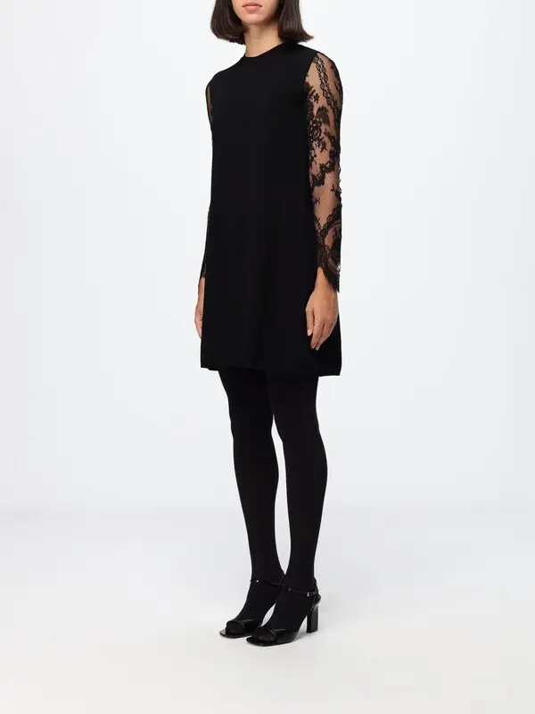 Valentino Garavani Mini Sheath Dress In Viscose Knit With Lace Details