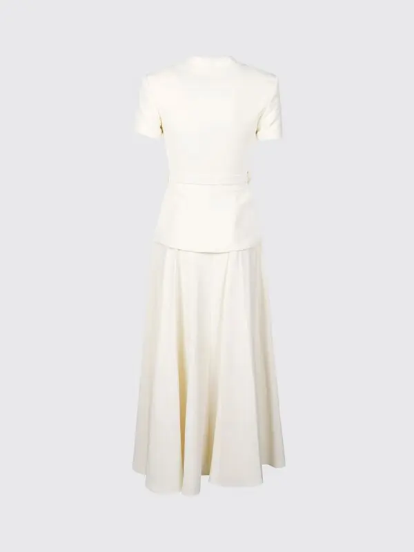 SELF-PORTRAIT Midi Chemisier Dress In Crêpe With Mandarin Collar And Bow