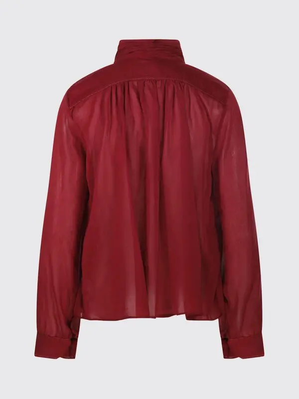 FORTE_FORTE Cotton And Silk Blend High-neck Long-sleeved Shirt - Red