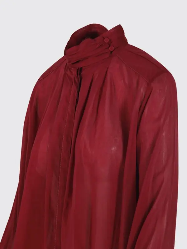 FORTE_FORTE Cotton And Silk Blend High-neck Long-sleeved Shirt - Red
