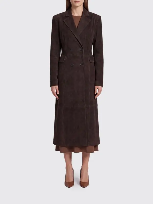 ROTATE BY BIRGER CHRISTENSEN Double Breasted Suede Coat - Brown