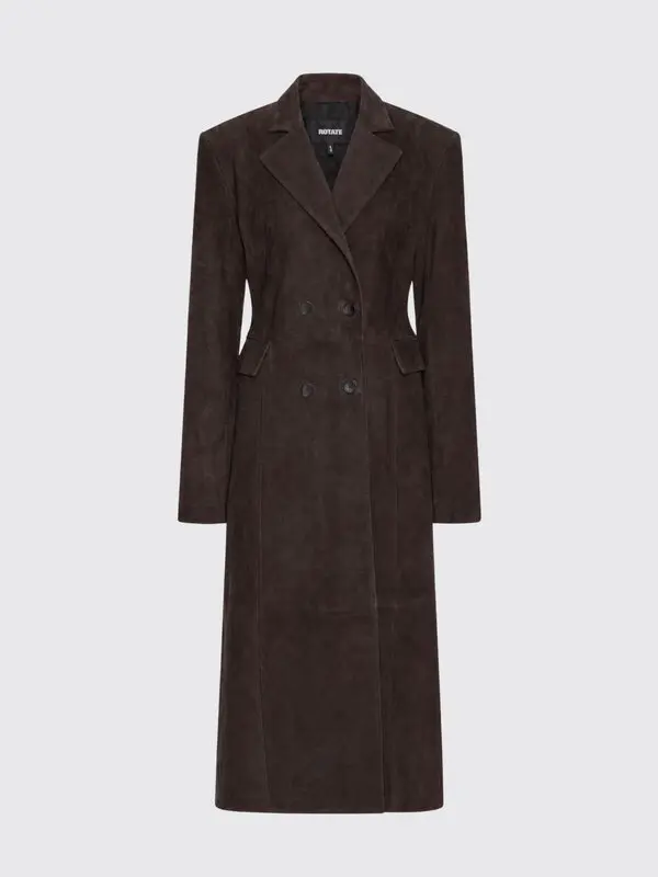 ROTATE BY BIRGER CHRISTENSEN Double Breasted Suede Coat - Brown