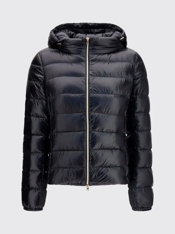 Herno Slim Fit Waterproof Nylon Down Jacket With Hood And Metal Zip - Black