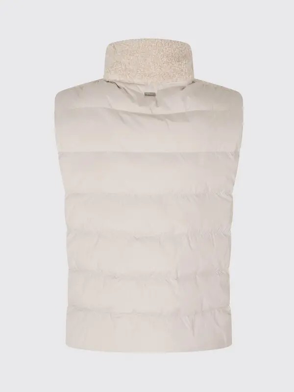 Herno Padded Quilted Nylon And Fleece Vest With High Neck