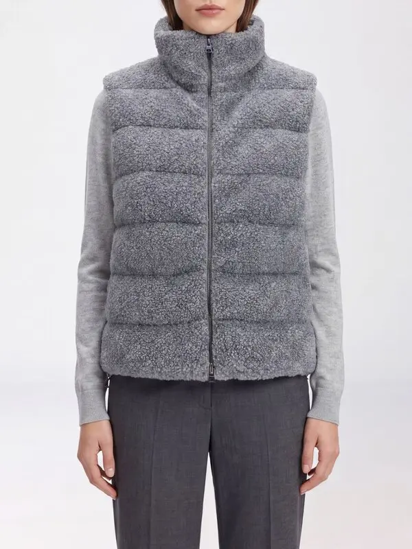 Herno Padded Quilted Nylon And Fleece Vest With High Neck