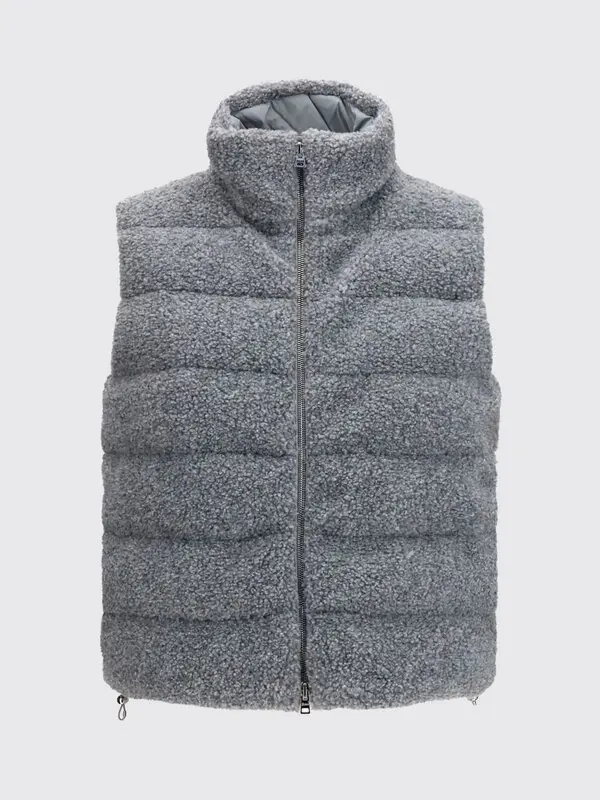 Herno Padded Quilted Nylon And Fleece Vest With High Neck