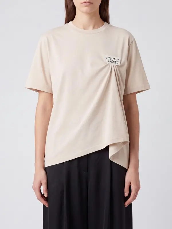 MAISON MARGIELA Draped Cotton T-shirt With Asymmetrical Hem - White