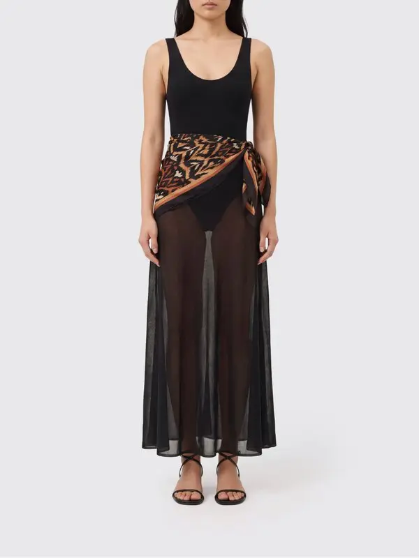 Zimmermann Aster Paisley Print Midi Dress With Waist Tie And Off-shoulder Design - Black