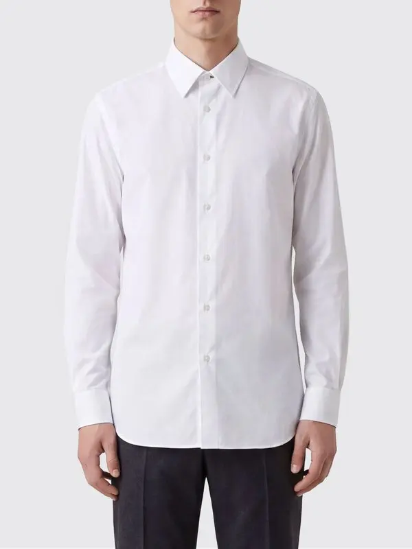 Paul Smith Slim Fit Cotton Blend Evening Shirt With French Collar - White