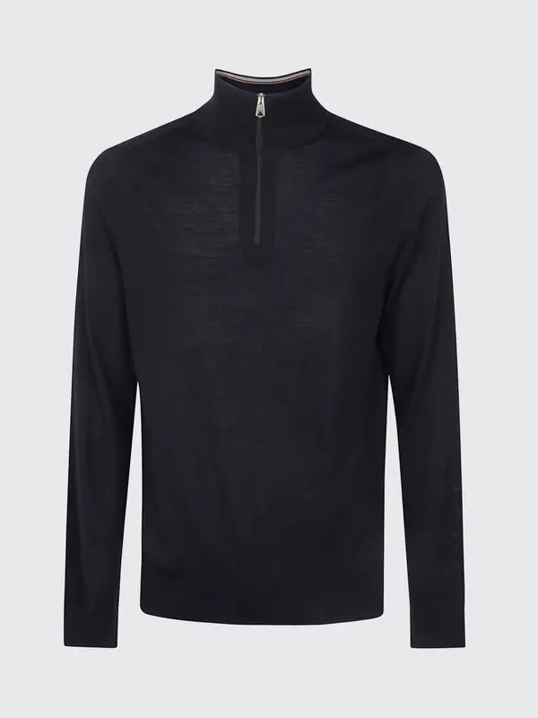 Paul Smith Pure Merino Wool Half-zip Turtleneck Sweater - Black