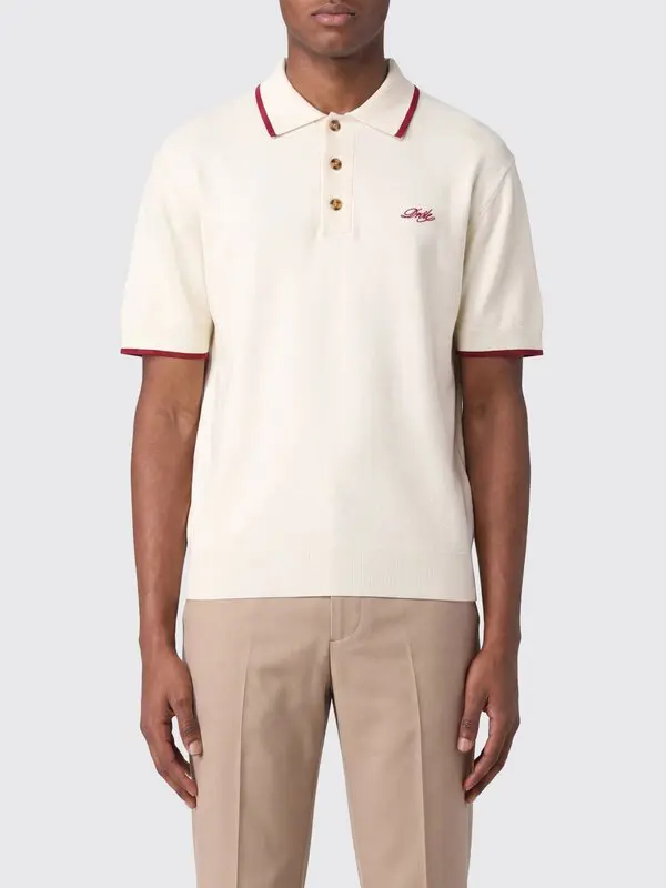 Drole De Monsieur Short-sleeved Wool Knit Polo With Contrast Tipping - White