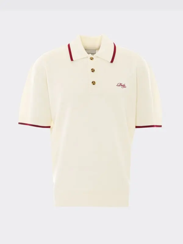 Drole De Monsieur Short-sleeved Wool Knit Polo With Contrast Tipping - White