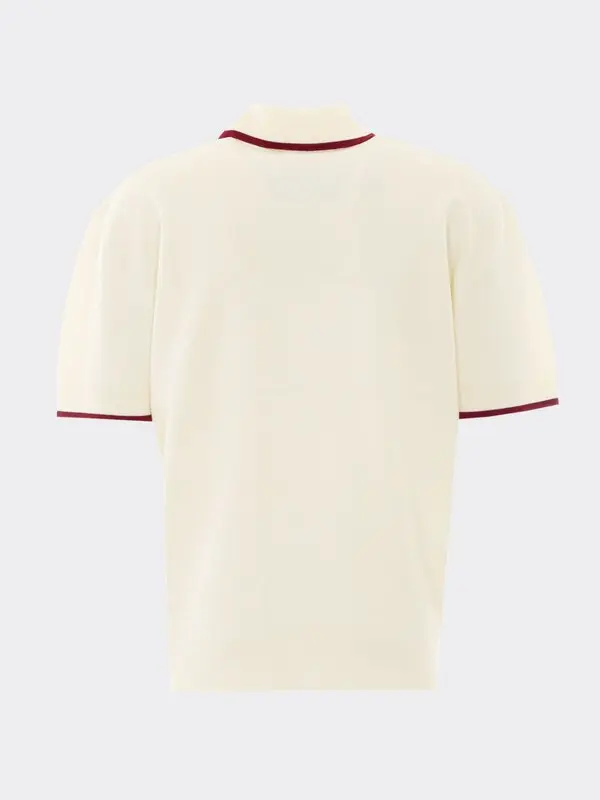 Drole De Monsieur Short-sleeved Wool Knit Polo With Contrast Tipping - White