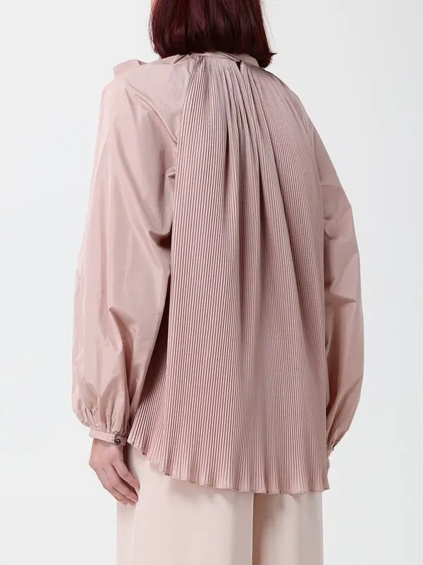 Max Mara Pleated Silk-blend Blouse With Scarf-neck - Beige