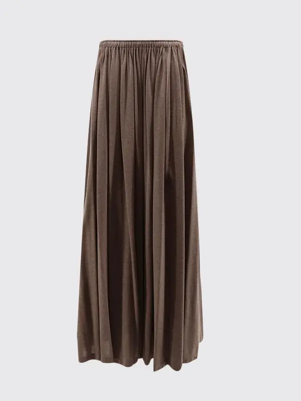 Max Mara Livrea Flared Midi Skirt In Silk Blend With High Elasticated Waist - Beige