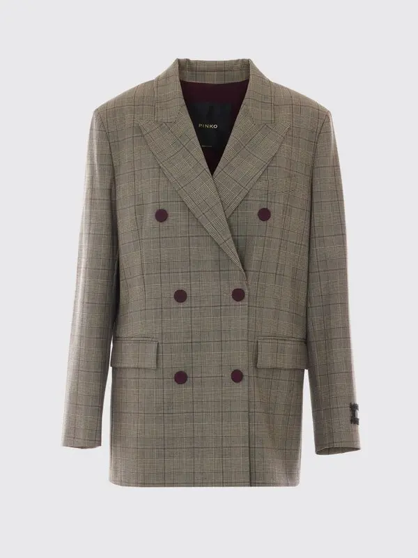 Pinko New Guinea Double-breasted Prince Of Wales Wool-blend Blazer