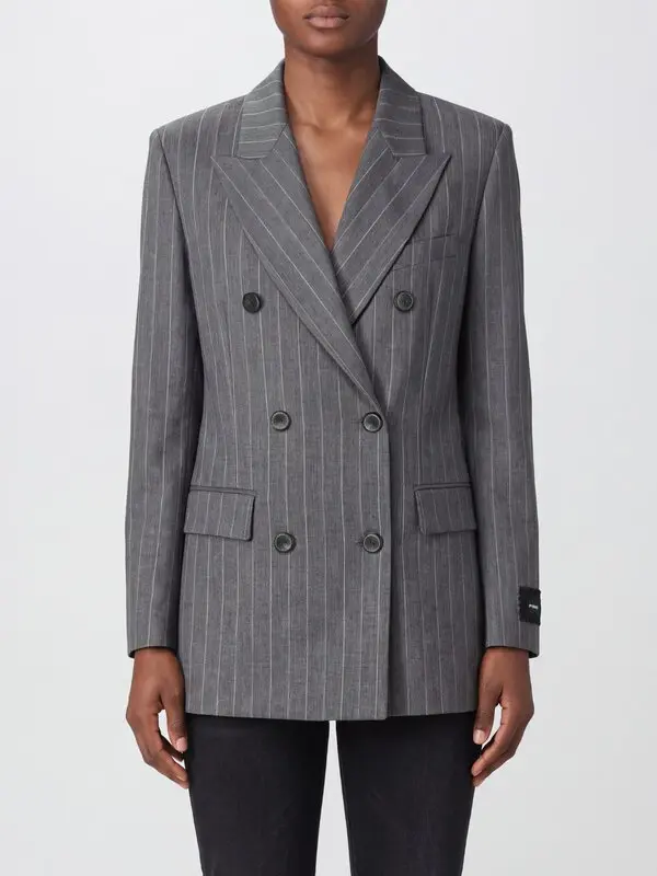 Pinko New Guinea Double-breasted Prince Of Wales Wool-blend Blazer - Grey