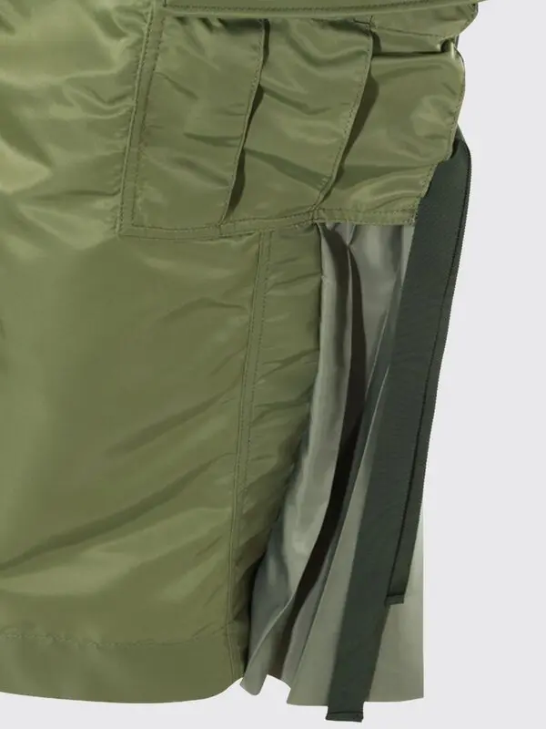 Sacai Pleated Cargo Midi Skirt In Technical Fabric With High Waist