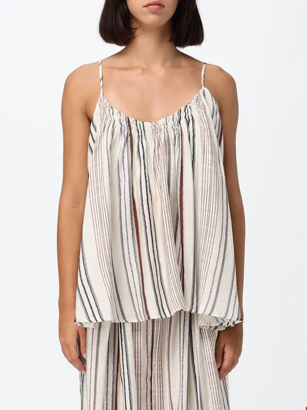 ELEH Multi Striped Top In Viscose Blend With U-neck And Thin Straps