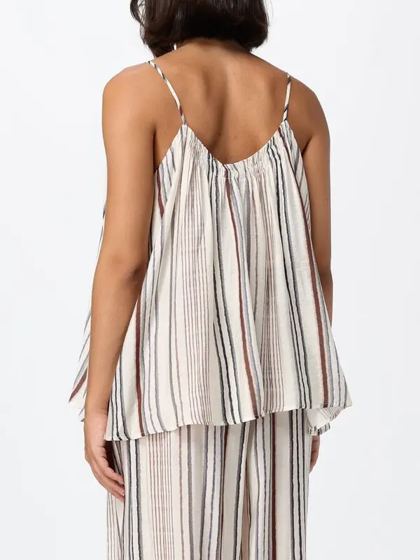 ELEH Multi Striped Top In Viscose Blend With U-neck And Thin Straps