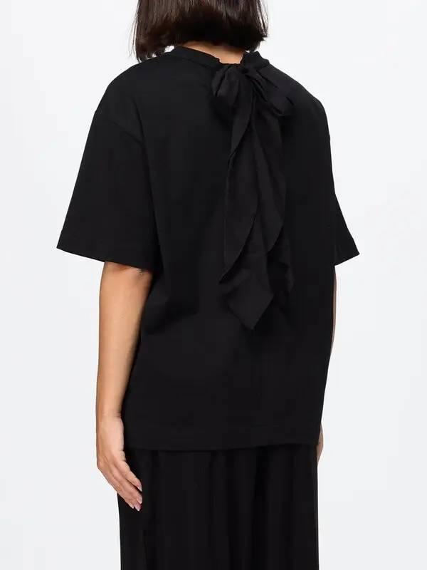 ELEH Relaxed Fit Cotton T-shirt With Bow Detail And Dropped Shoulders - White