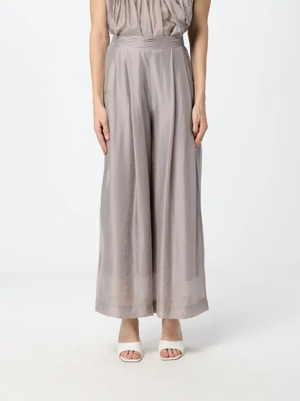 ELEH High-waisted Silk-blend Palazzo Pants With A Side Zip Closure