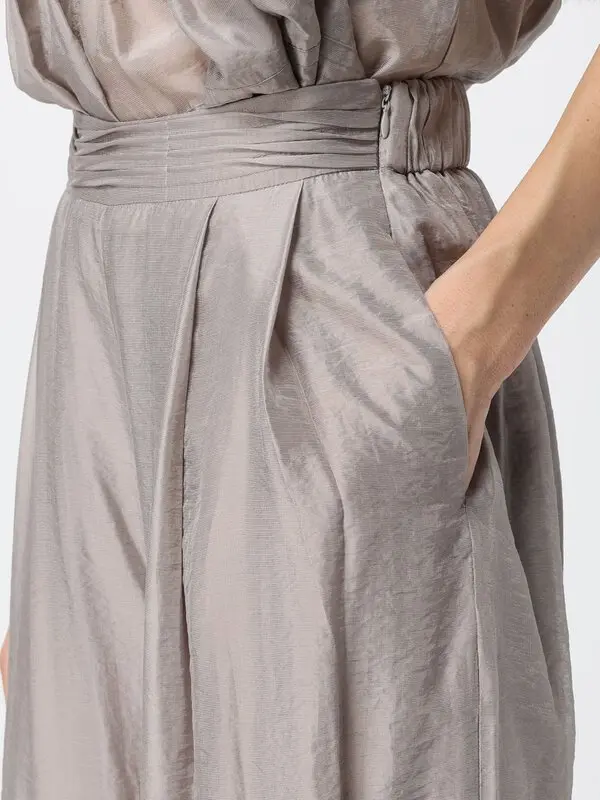 ELEH High-waisted Silk-blend Palazzo Pants With A Side Zip Closure