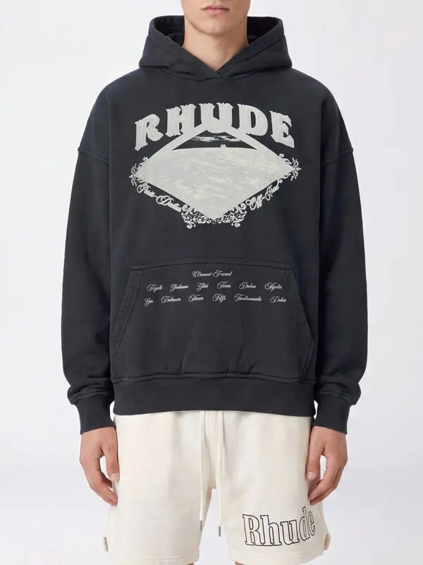 Rhude Relaxed Fit Graphic Logo Print Cotton Hoodie
