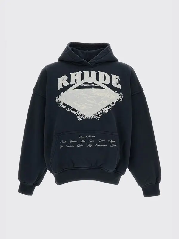 Rhude Relaxed Fit Graphic Logo Print Cotton Hoodie