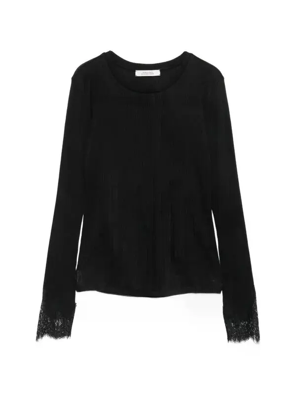 Dorothee Schumacher Lace-trim Long-sleeve T-shirt - Black