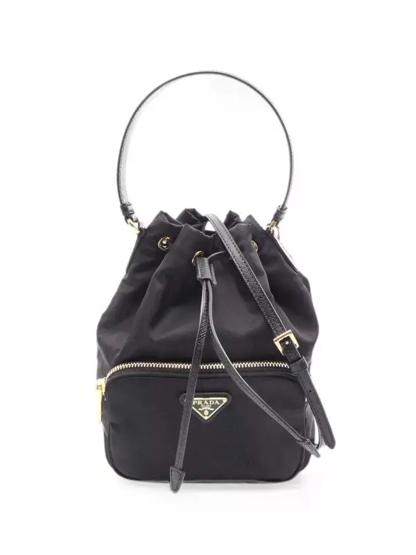 Prada 2010s Duet Re-nylon Bucket Bag - Black