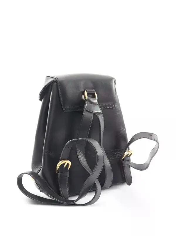 FERRAGAMO Leather Heel Motif Studded Backpack