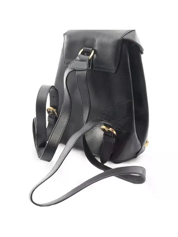 FERRAGAMO Leather Heel Motif Studded Backpack