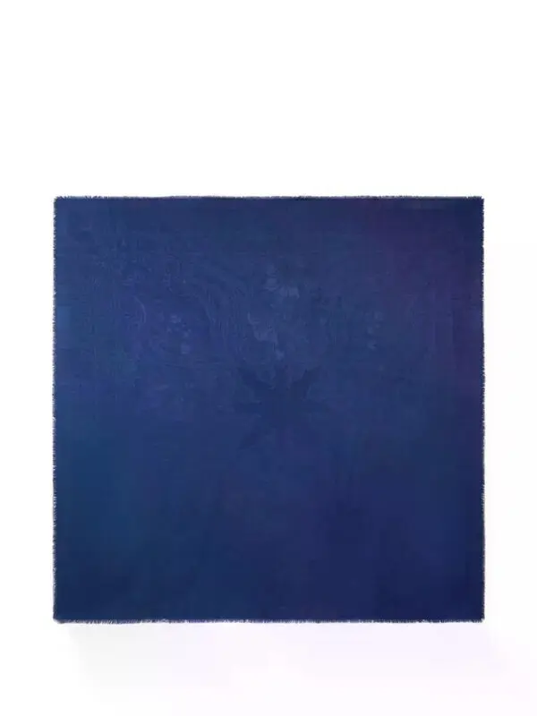 Etro Floral Paisley-motif Silk & Wool Jacquard Shawl - Blue