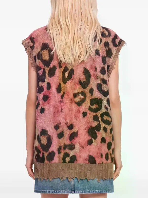 R13 Leopard-print Distressed Sweater