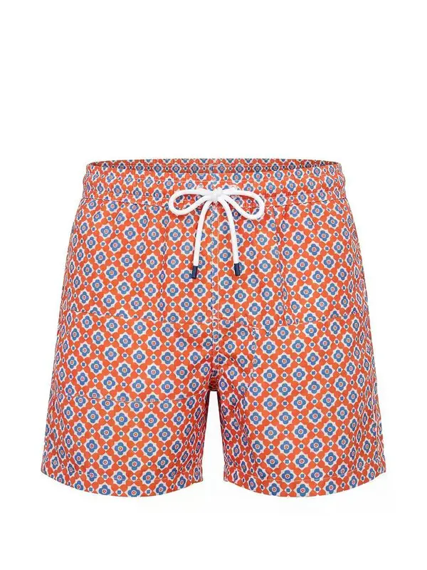 Fedeli Madeira Geometric-print Swim Shorts
